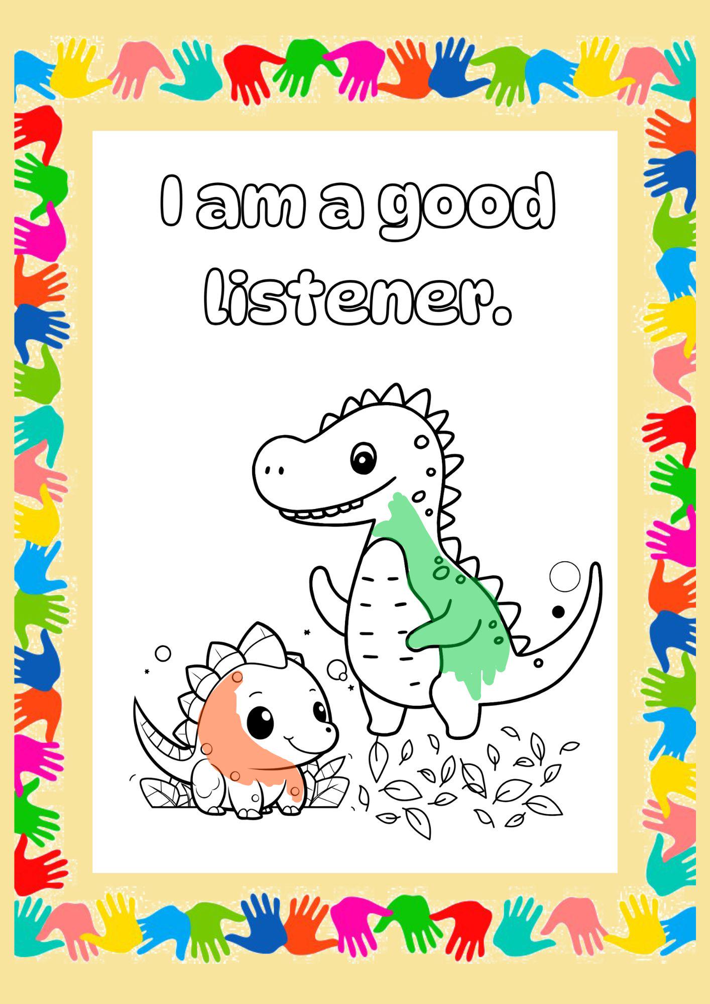 Dinosaur Coloring Pattern Pages, Kids Coloring Activity Affirmations ...