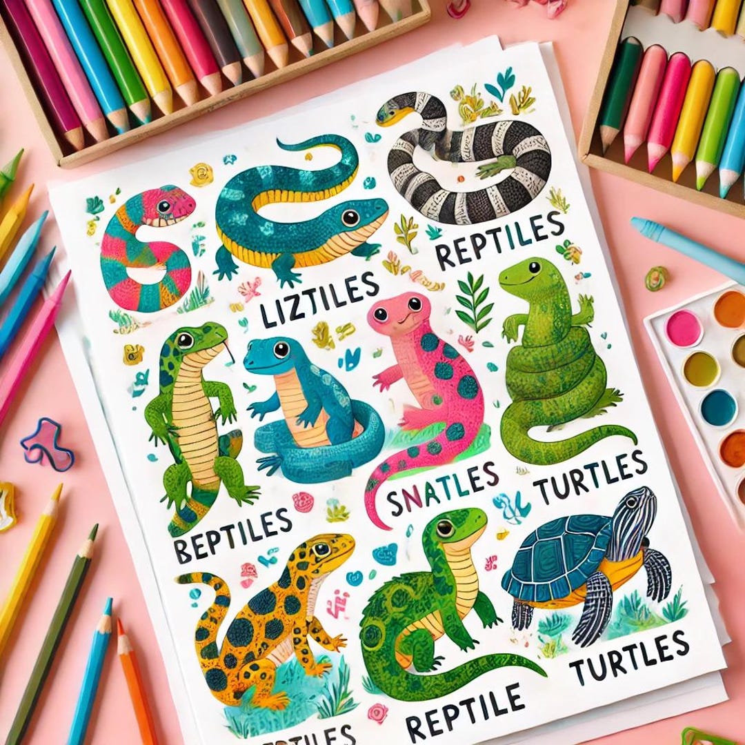 10 Reptile Coloring Sheets for Kids - 10 Printable Pages for Fun ...