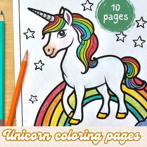 10 Cute Unicorn Printable Coloring Pages for Kids, Fun and Educational ...