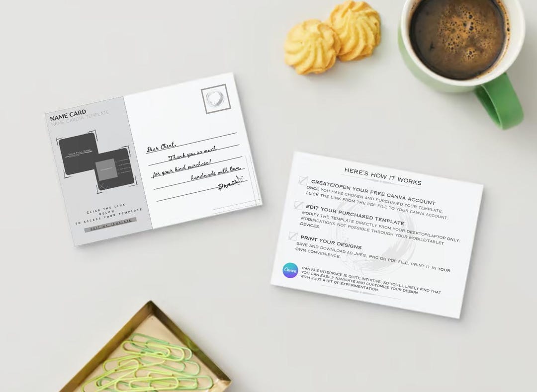 Personalised-editable Black and White Name Card - Etsy