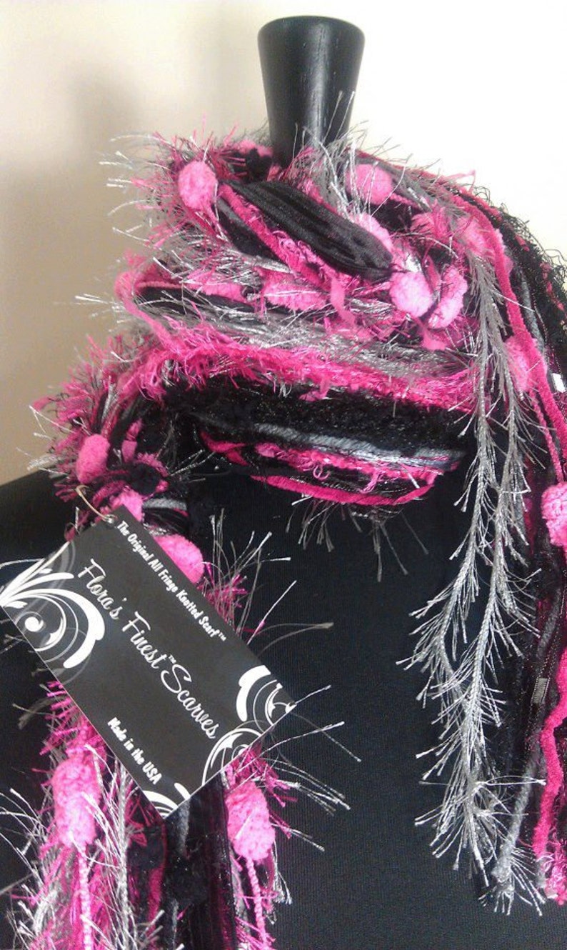 Upcycled Yarn Fringe Scarf Necklace, Knotted Punk Rock Scarf - Etsy