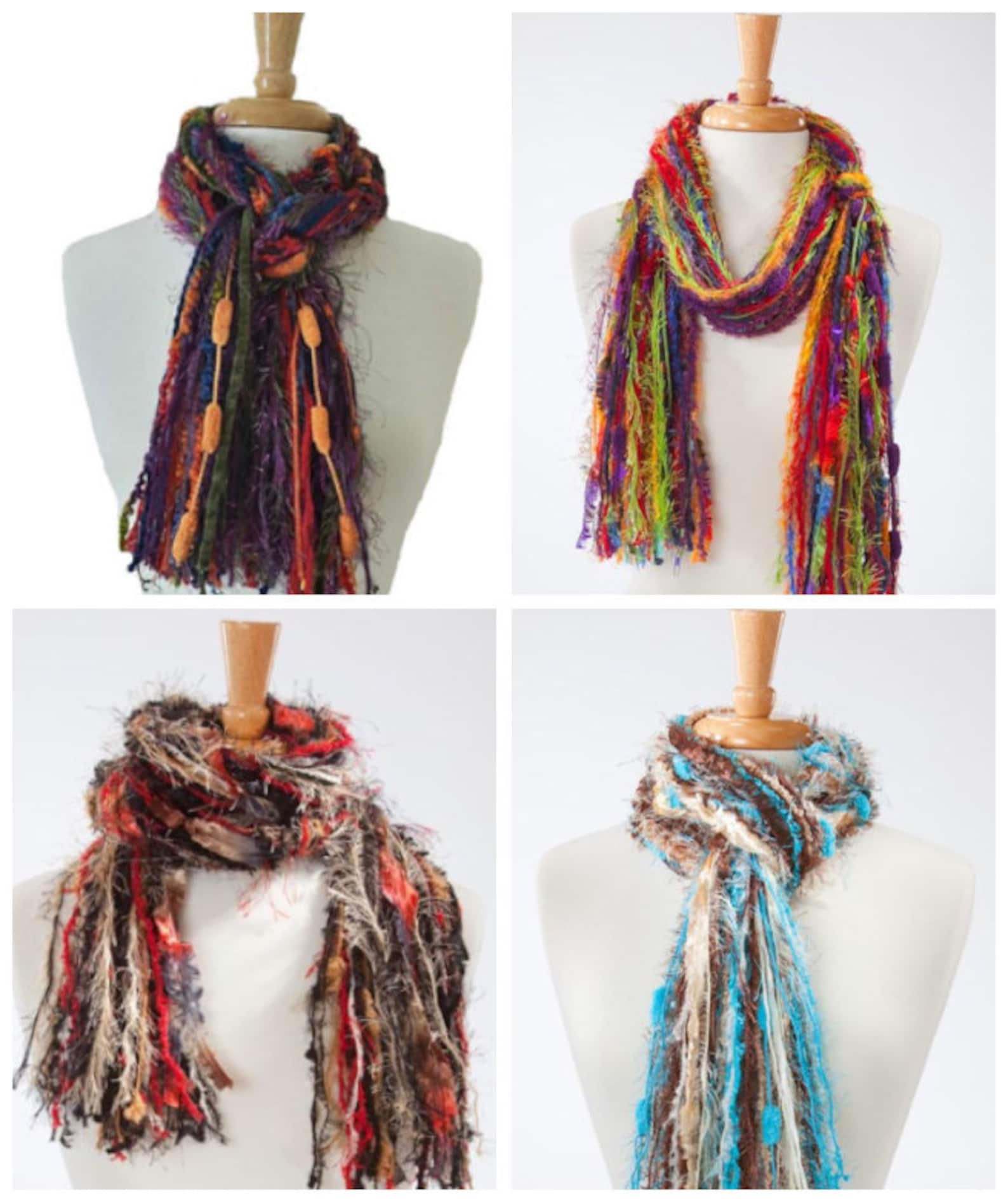 3 Pack Scarves Knotted Scarf All Fringe Scarves Womens Scarf - Etsy