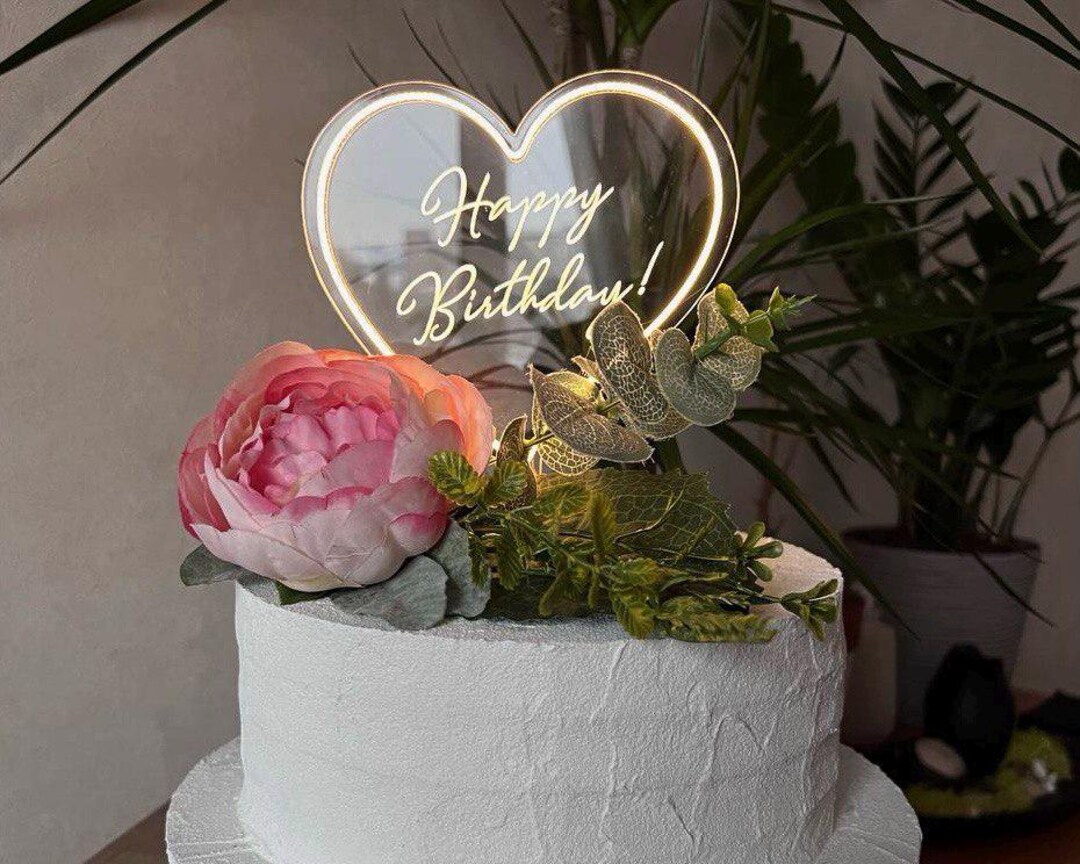 Light up Your Love With an LED Cake Topper Heart This Custom Acrylic ...