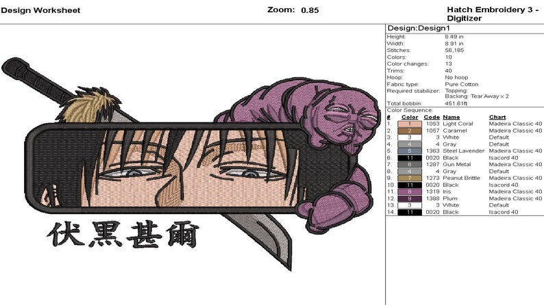 High Quality Anime Embroidery Design, Anime Inspired Machine Embroidery ...