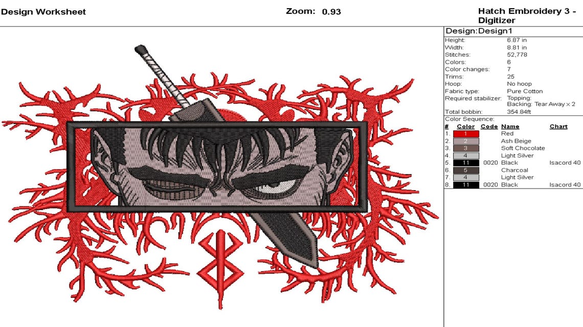 High Quality Anime Embroidery Design, Anime Inspired Machine Embroidery ...