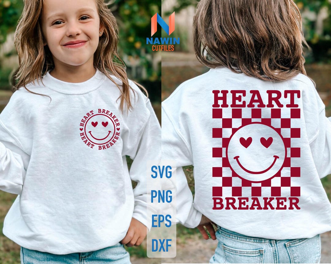 Heart Breaker Valentine's Day SVG: Kids Valentine Shirt Design (digital ...