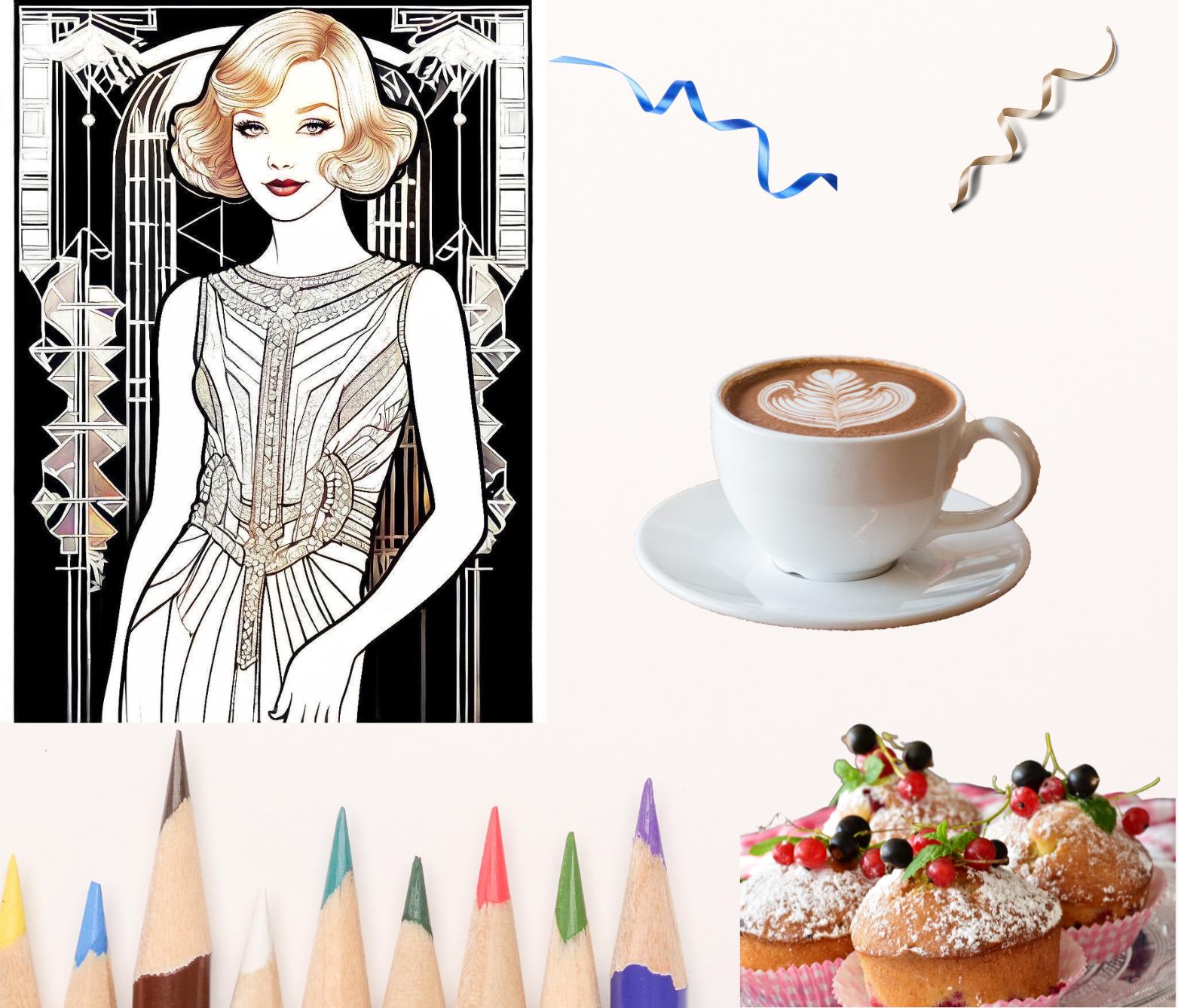 1920s Art Deco Glamour Vintage Coloring Pages | 6 Page Bundle | Instant ...