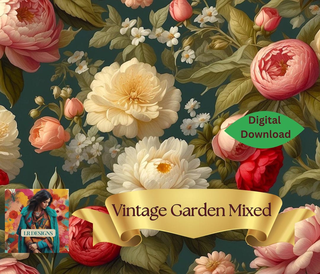 3D Vintage Botanical Garden Pattern Fall Summer | 300 DPI High ...