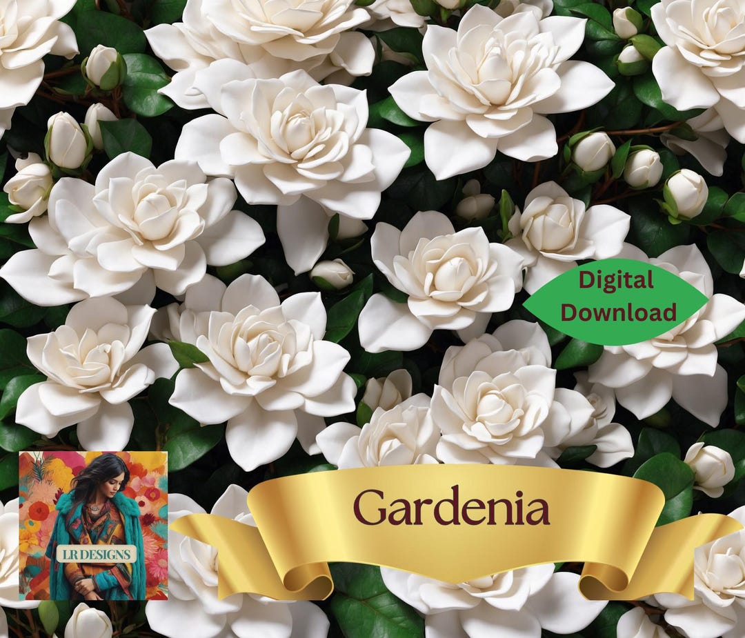 3D Gardenia Floral Pattern | 300 DPI High Resolution Digital Design for ...