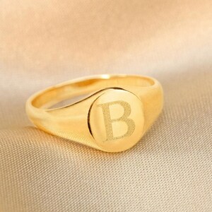 Personalized Solid Gold Signet Ring Custom Engraving & Fingerprint ...