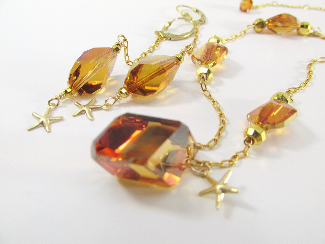 All 14k Gold Fill and Swarovski Crystal Copper Cubist Crystal With GF ...