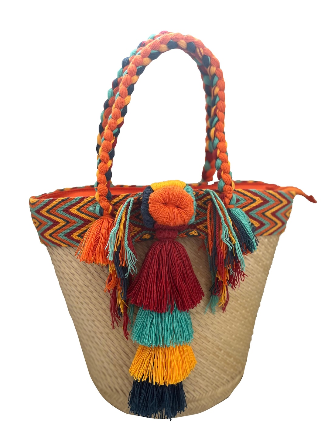 Large Tote Handbag Shoulder. Sustainable Straw Basket. Ethnic Purses ...