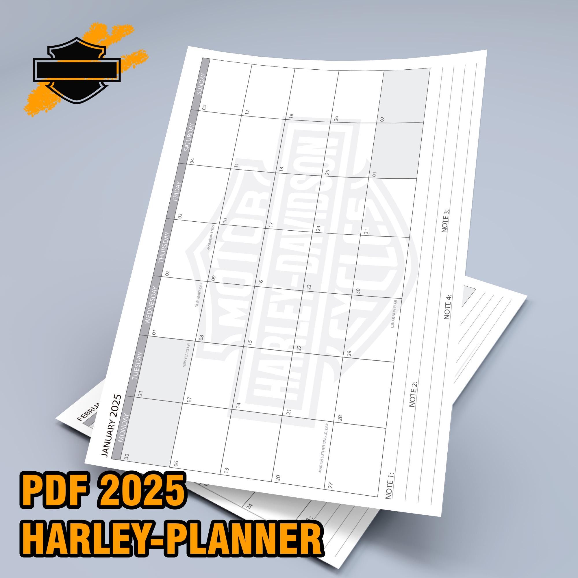 Printable Harley Planner 2025 PDF - Etsy