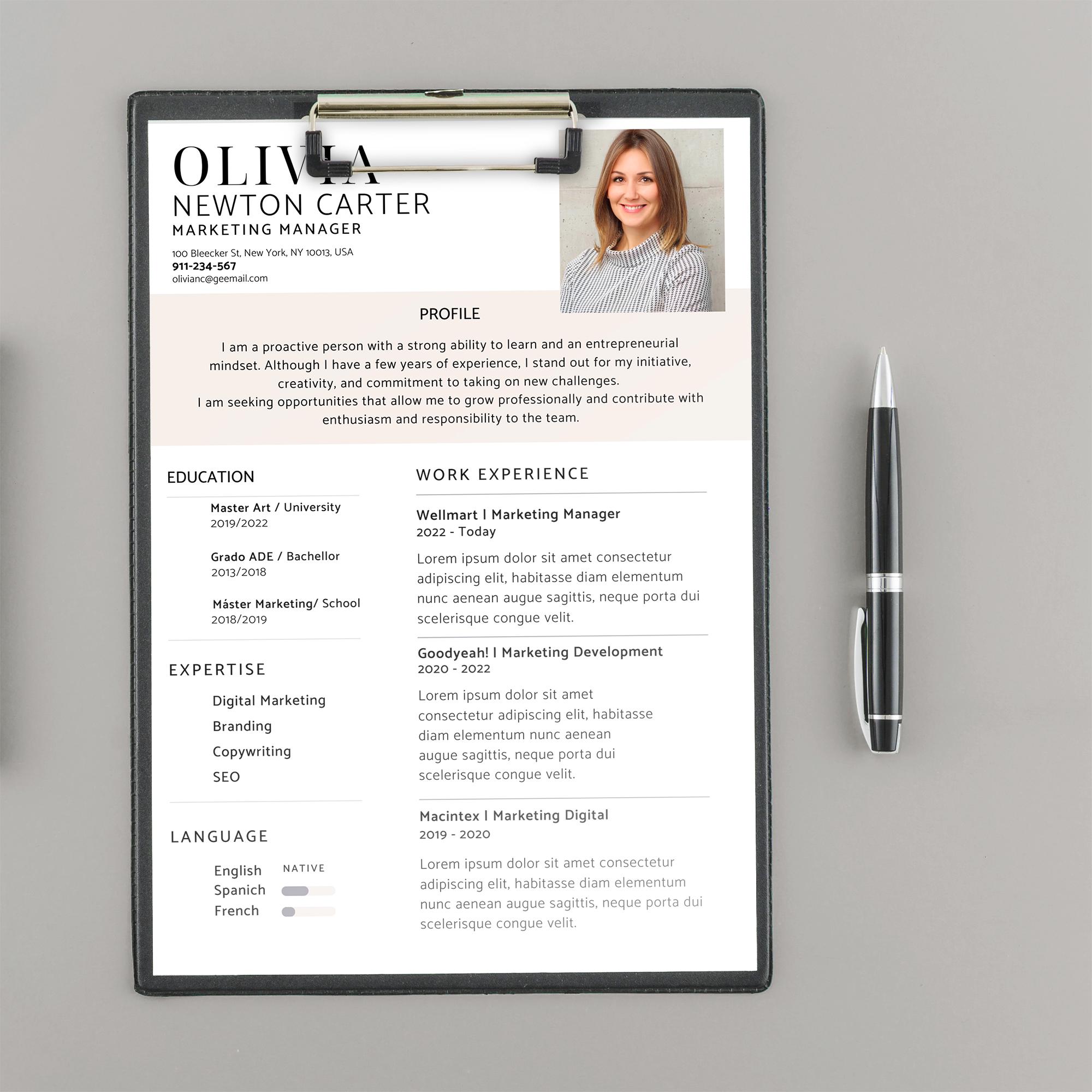 Editable Resume Template With Photo | Minimalist Cover Letter | Canva ...