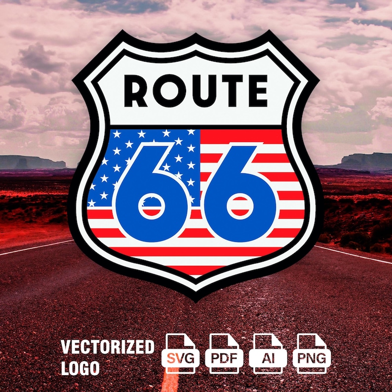 Route 66 Logo SVG PNG Cutter - Etsy