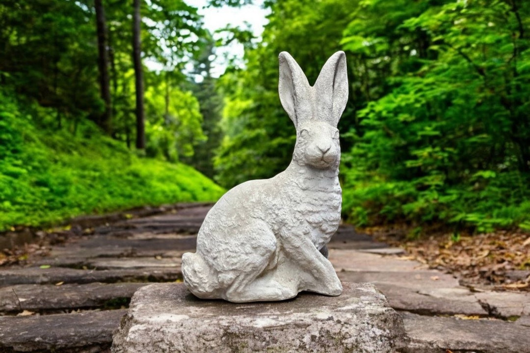 Realistic Stone Hare Statue Animals Lovers Gift Standing Bunny Figurine ...