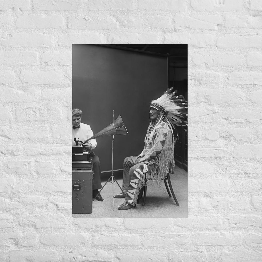 1916 Piegan Indian Mountain Chief Poster Vintage Blackfeet Tribe Chief ...