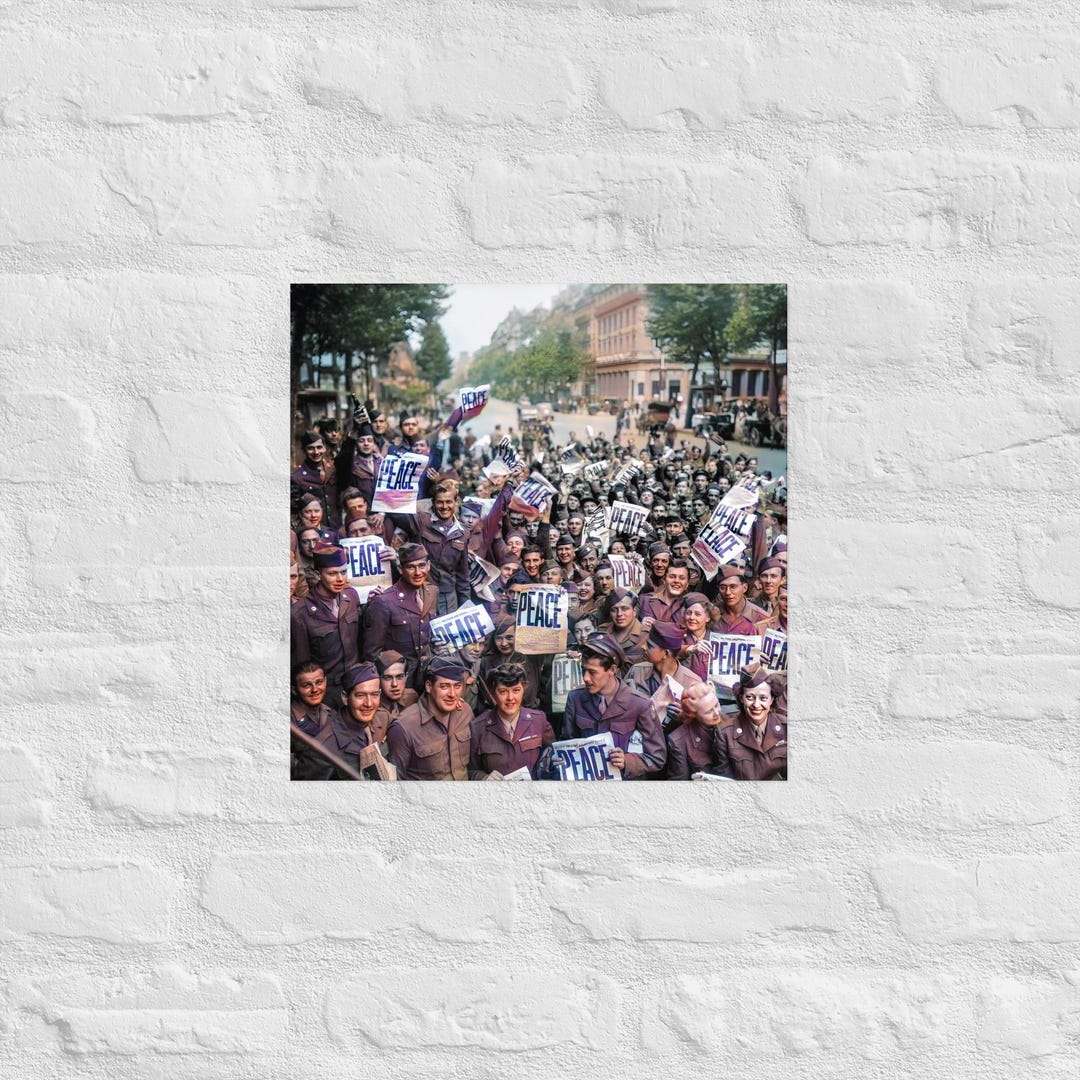 PEACE 1945 Paris U.S. Army Photo Japanese Surrender WW2 Military ...