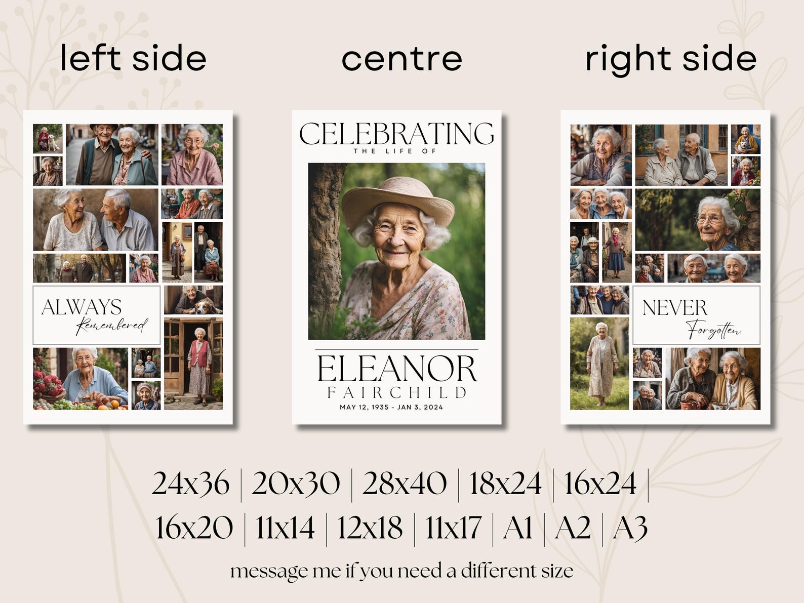 Editable Funeral Photo Collage Template Canva Template Memorial Collage ...