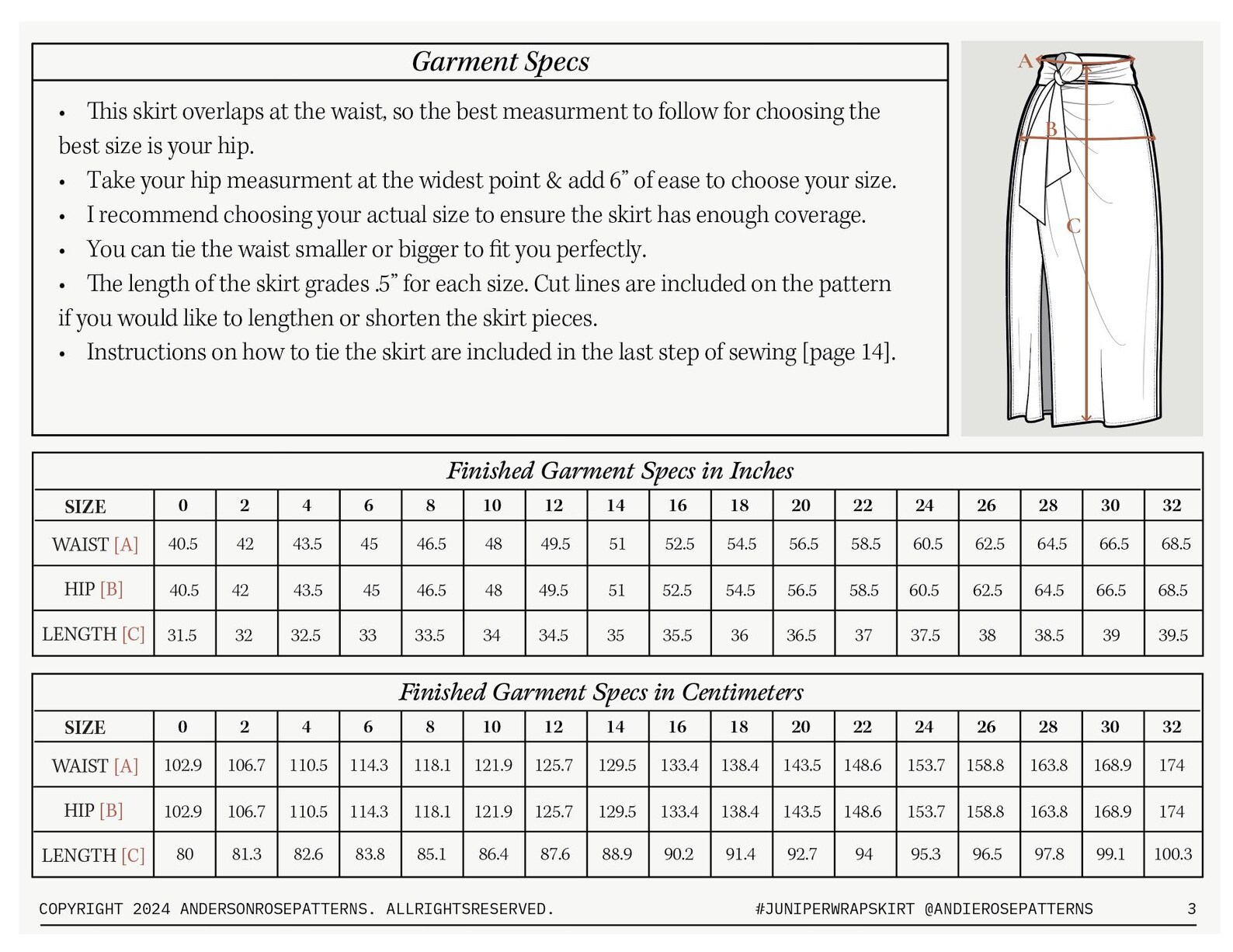 Juniper Wrap Skirt PDF Sewing Pattern | Size Inclusive 0-32 | Beginner ...