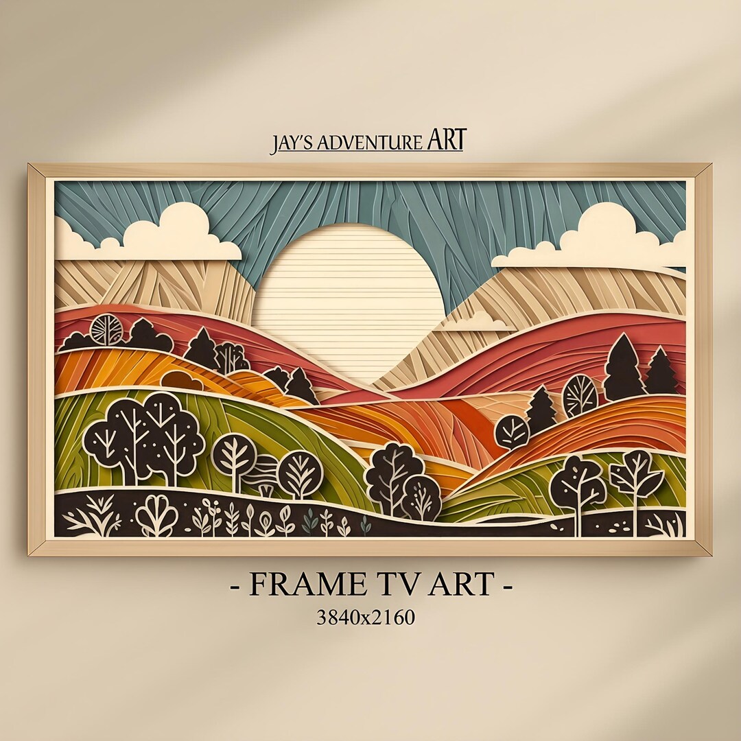 Samsung Frame Art - Papercut Style Landscape - Abstract Frame TV Art ...