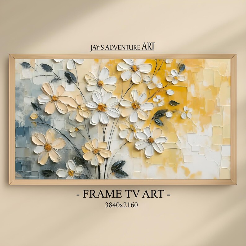 Samsung Frame TV Artwork, Floral TV Art Oil Painting, Frame TV Modern ...