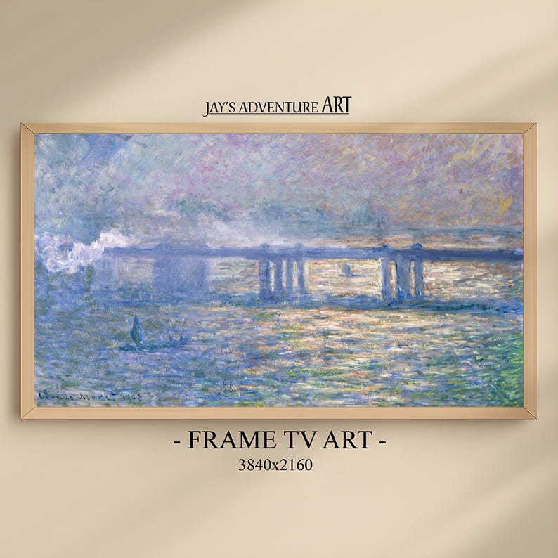 Vintage Samsung Frame TV Artwork, Charing Cross Bridge TV Art, Seascape ...