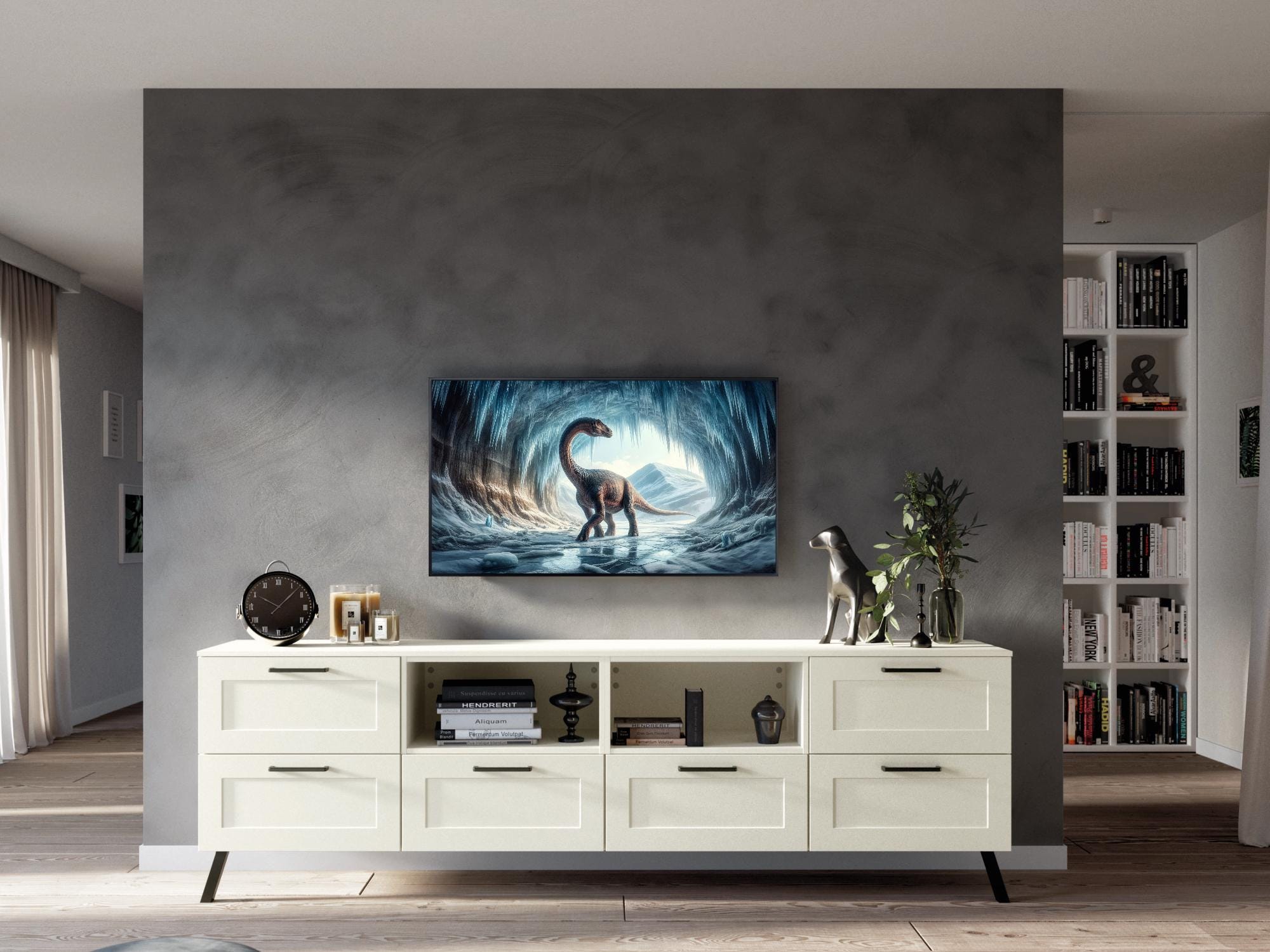 Jurassic Ice Cave Dinosaur 4K Smart TV Artwork, Tv Wallpaper Art ...