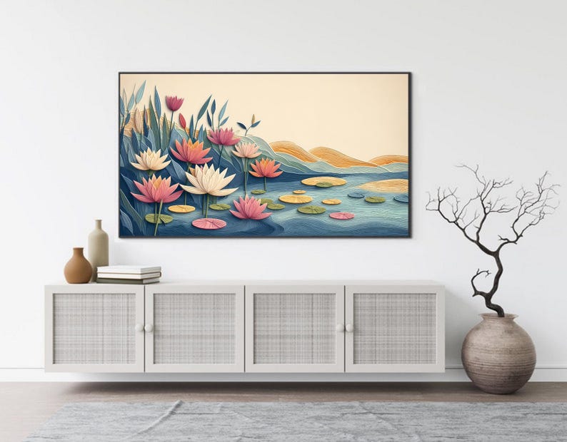 Samsung Frame TV Art - 4K Papercut Style Lily Pond - Abstract Frame TV ...