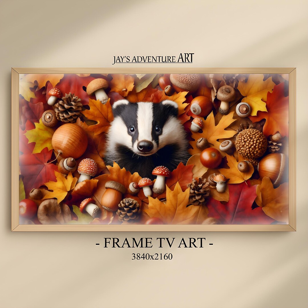 Samsung TV Art - Cute Autumn Badger - Frame TV Pictures - 4K Samsung ...