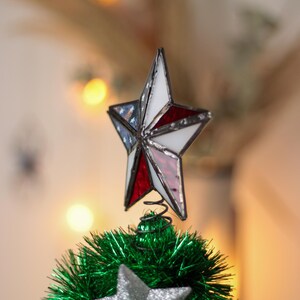Stained Glass American Flag Star Tree Topper: Patriotic Christmas Decor ...