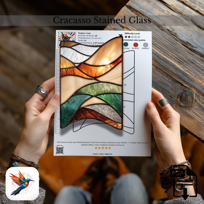 Lines Stained Glass Pattern , Glass Template , Warm Decoration , PDF ...