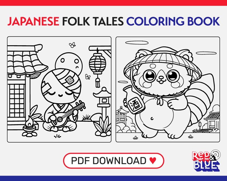 Printable Japanese Folk Tales Coloring Book | Instant Digital Download ...