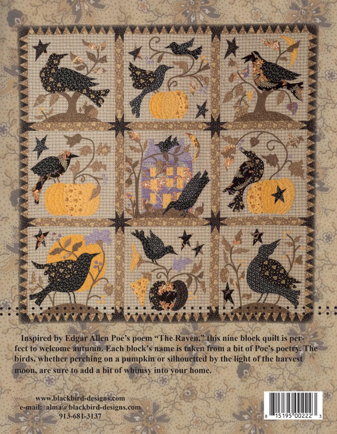 The Raven - A Fall or Autumn Quilt Pattern Book of 9 Applique Designs ...