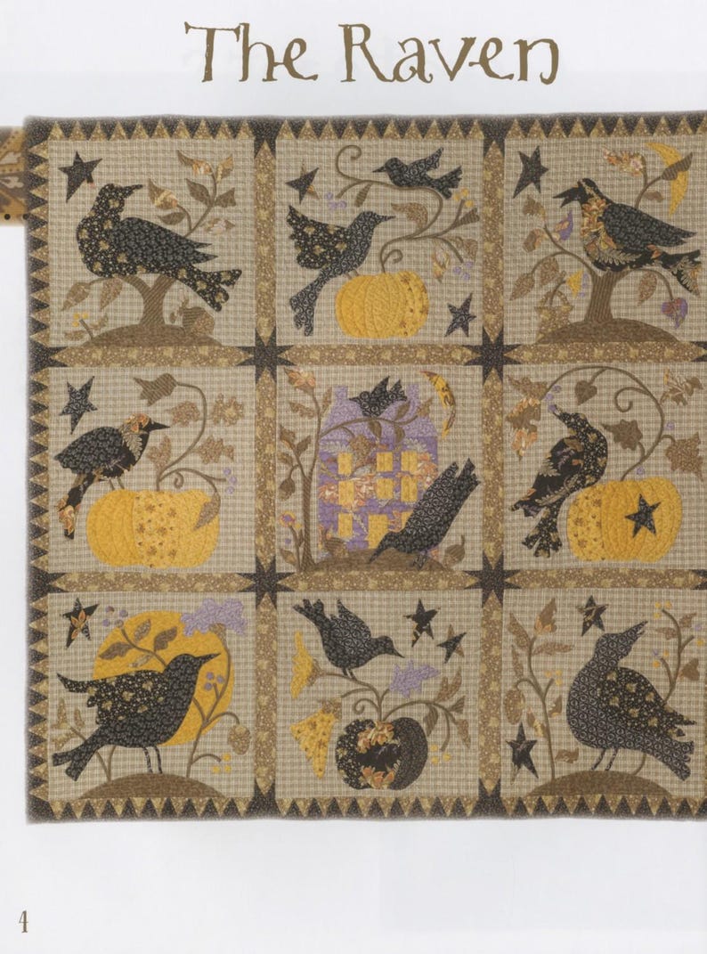 The Raven - A Fall or Autumn Quilt Pattern Book of 9 Applique Designs ...