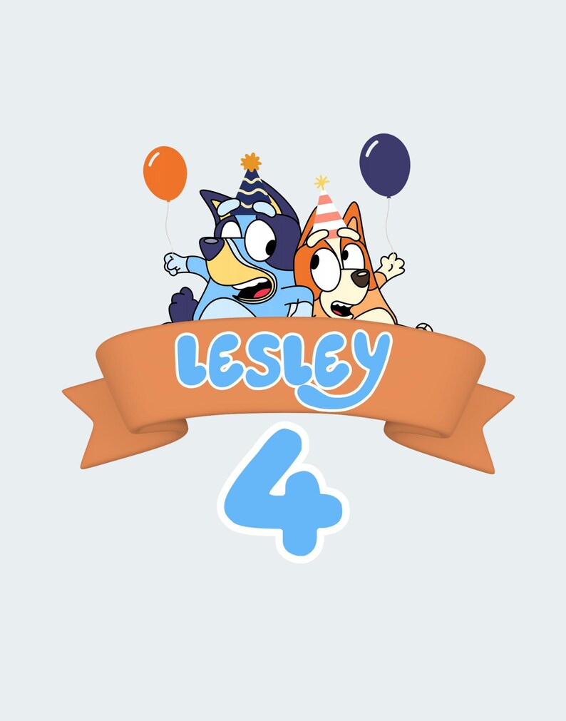 Printable Personalized Name and Age Blue Dog Birthday PNG Boy/girl - Etsy