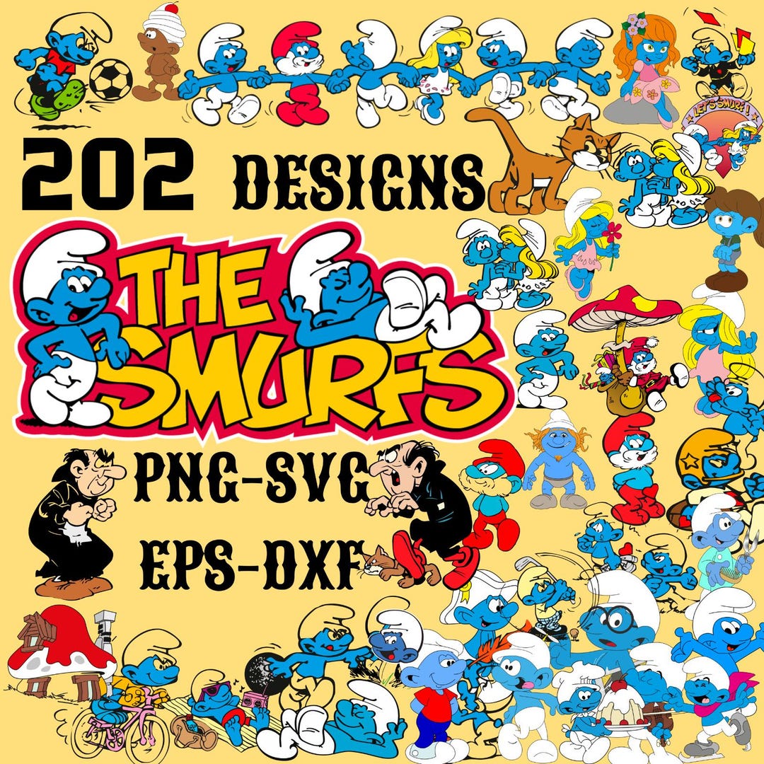 Smurfs SVG Bundle, Smurfs PNG Clipart, Alphabet SVG, Smurfs Font ...