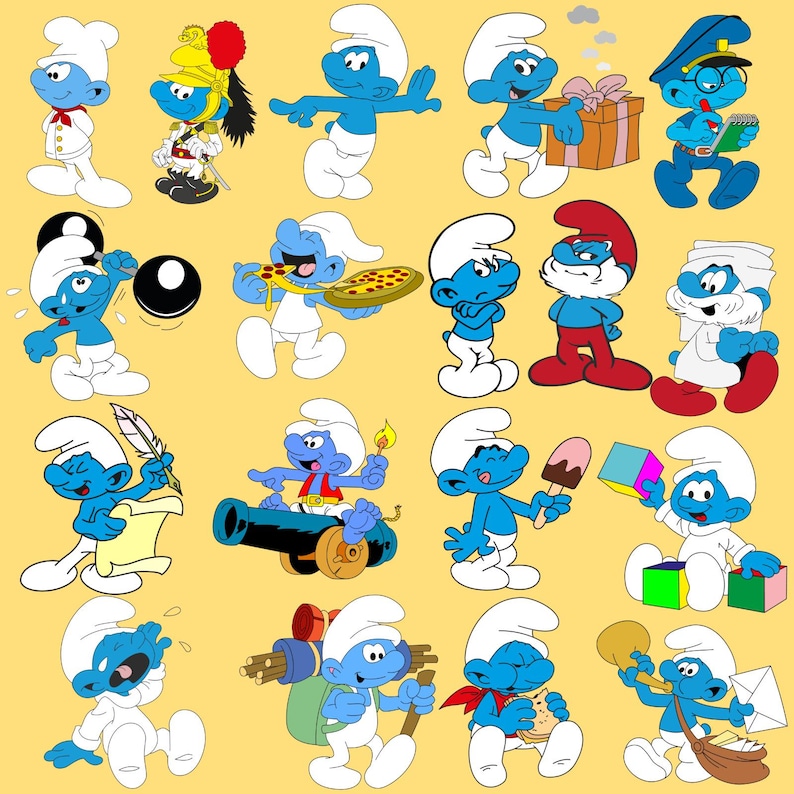 Smurfs SVG Bundle, Smurfs PNG Clipart, Alphabet SVG, Smurfs Font ...