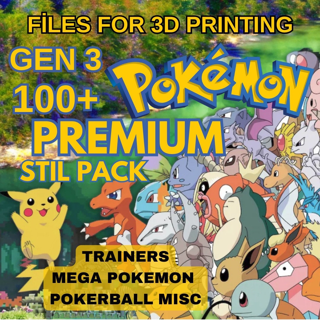 100 Pokemon STL 3D File Bundle Pack 3D Printed Pokemon File Pokemon ...