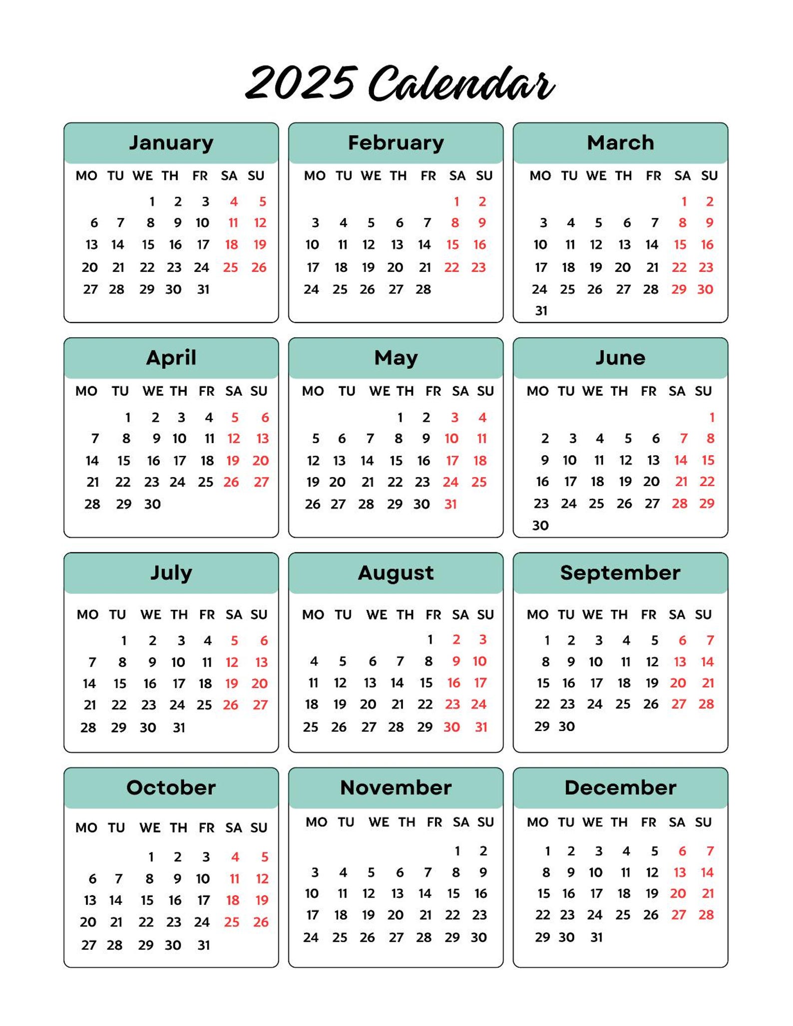 2025 Transparent Calendar Printable PNG SVG Sublimation Design Instant ...