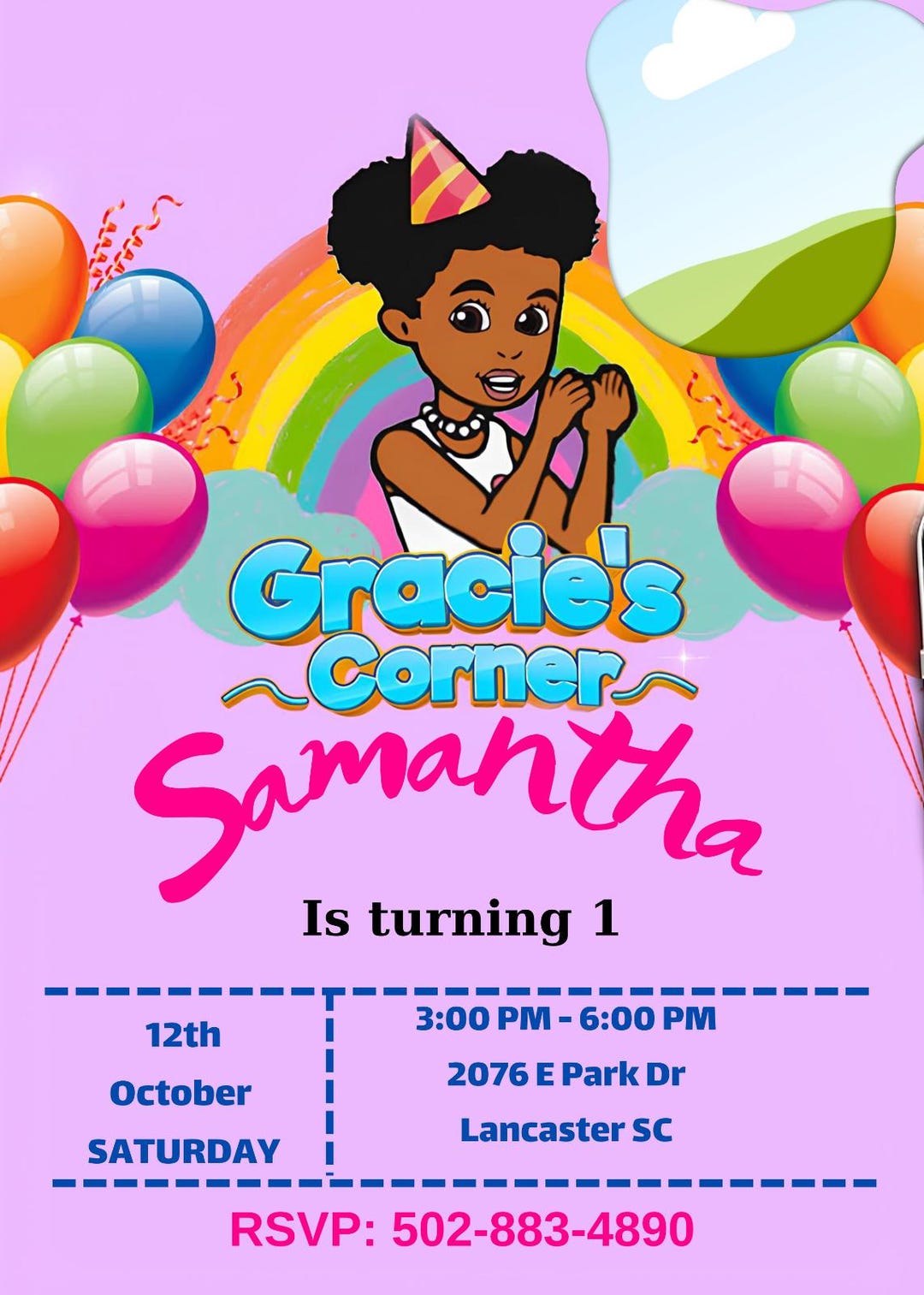 Editable Gracie's Corner Birthday Invitation Gracie's Template ...