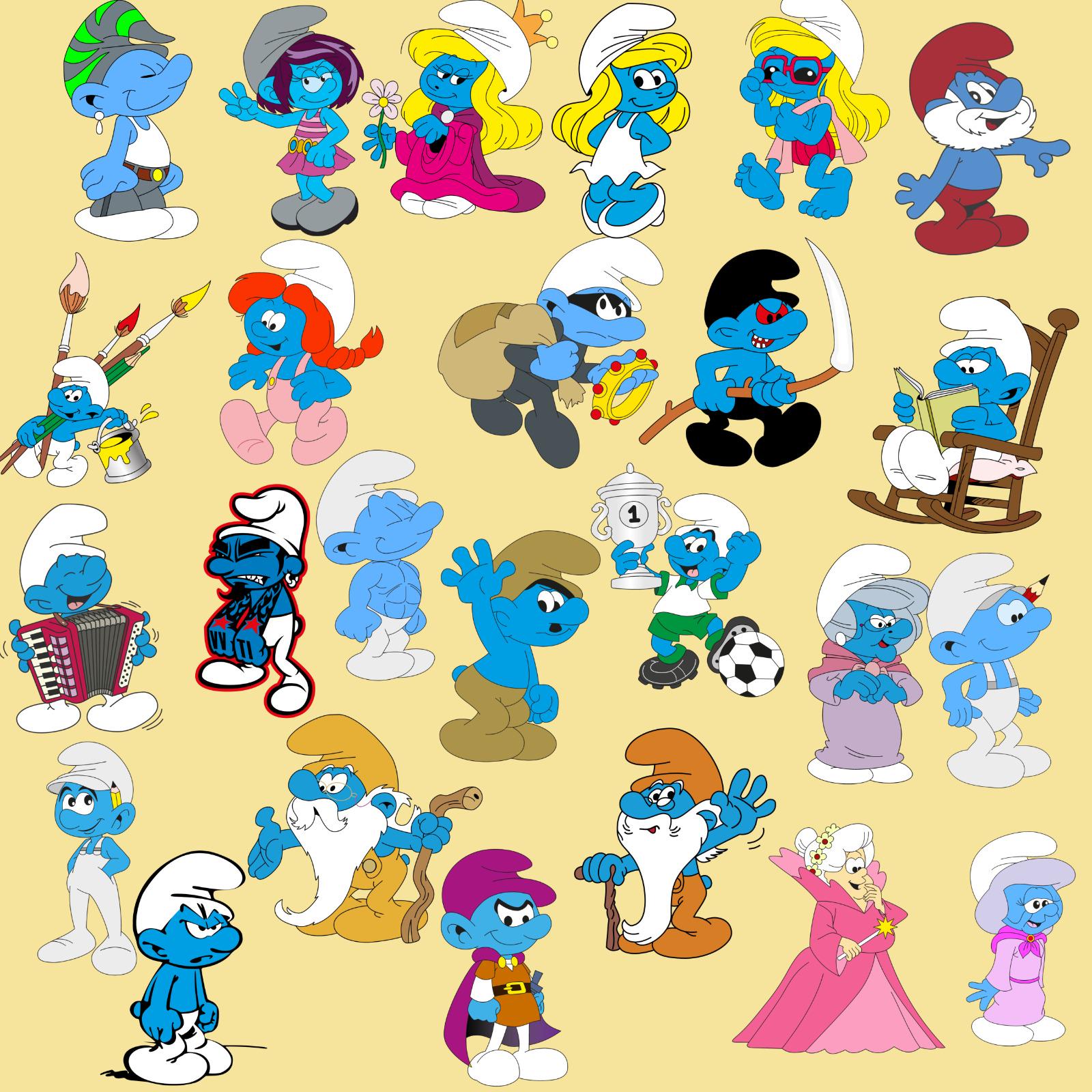 Smurfs SVG Bundle, Smurfs PNG Clipart, Alphabet SVG, Smurfs Font ...