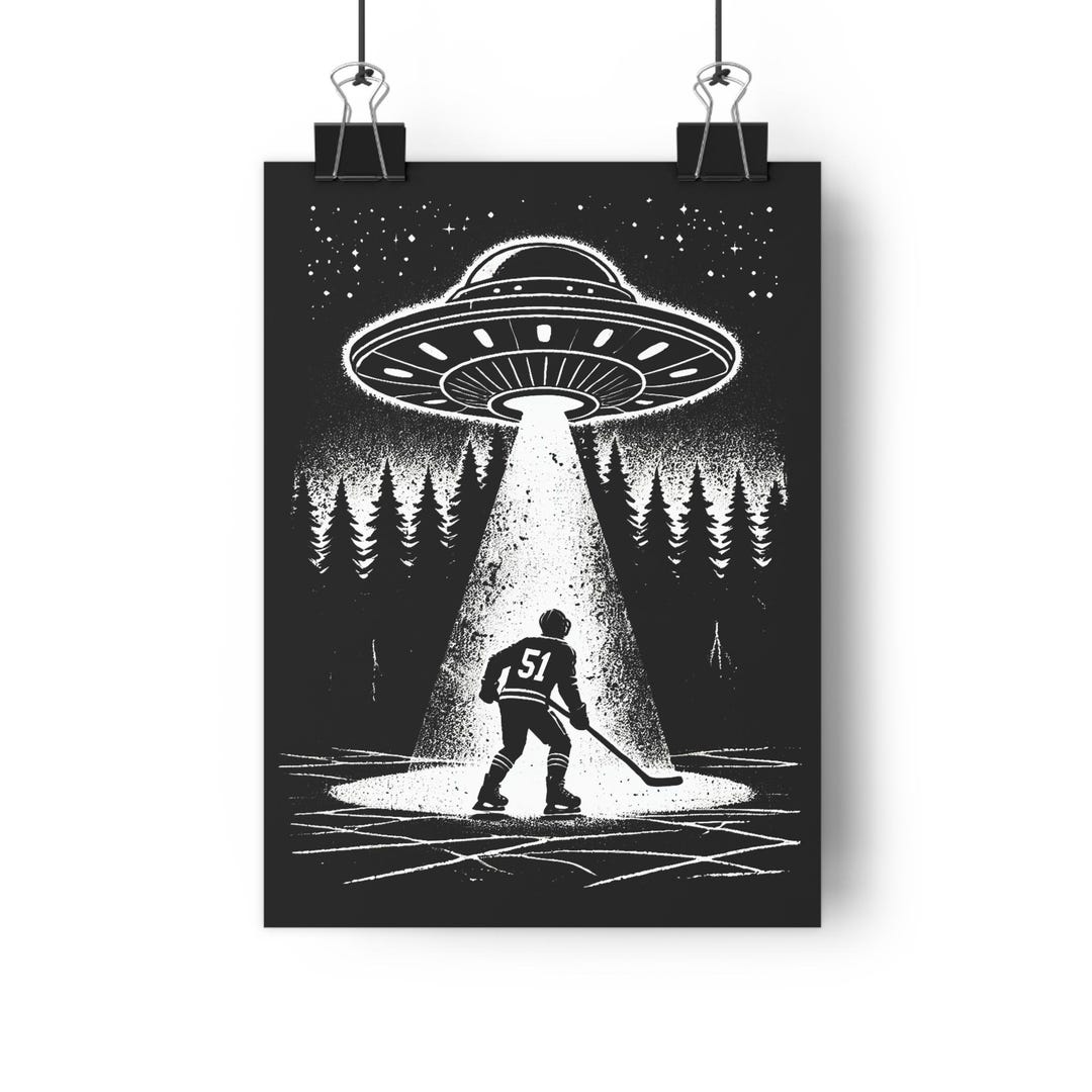 Alien Ice Hockey Abduction Giclée Art Print, Unique Wall Decor, Fan ...