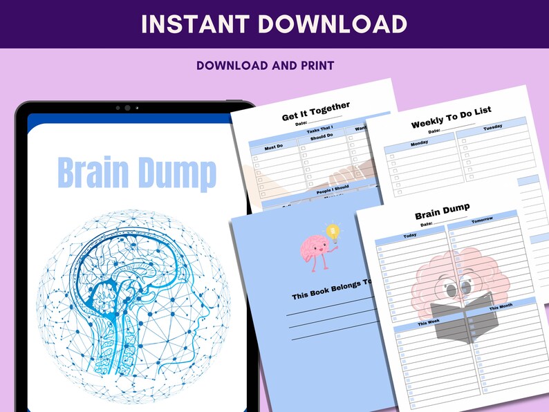Brain Dump Tracker/journal Instant Digital Download Editable in Canva ...