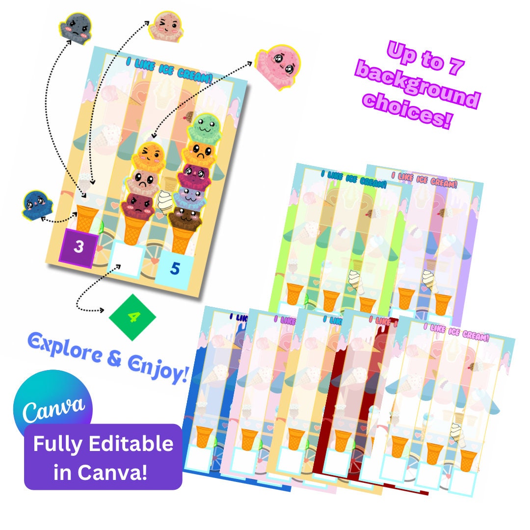 Ice Cream Math Counting Activity for Kids Montessori Learning Sheets ...