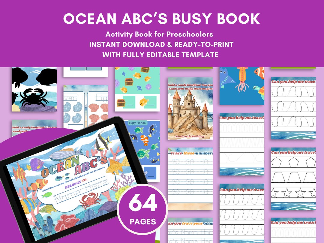 Ocean Abcs Busy Book for Kids, Interactive Learning Worksheet for ...