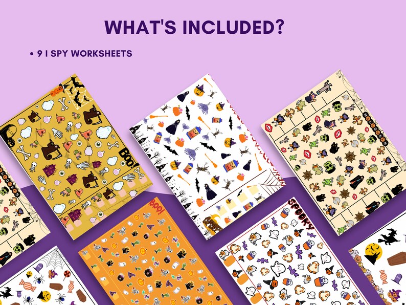 9 I Spy Worksheets Halloween Edition Counting for Kids Instant Digital ...