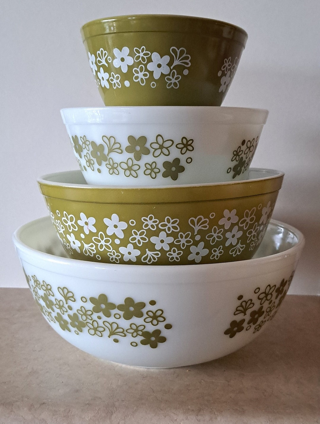 Vintage Pyrex Ovenware Mixing Bowls, Spring Blossom Design, Perfect ...