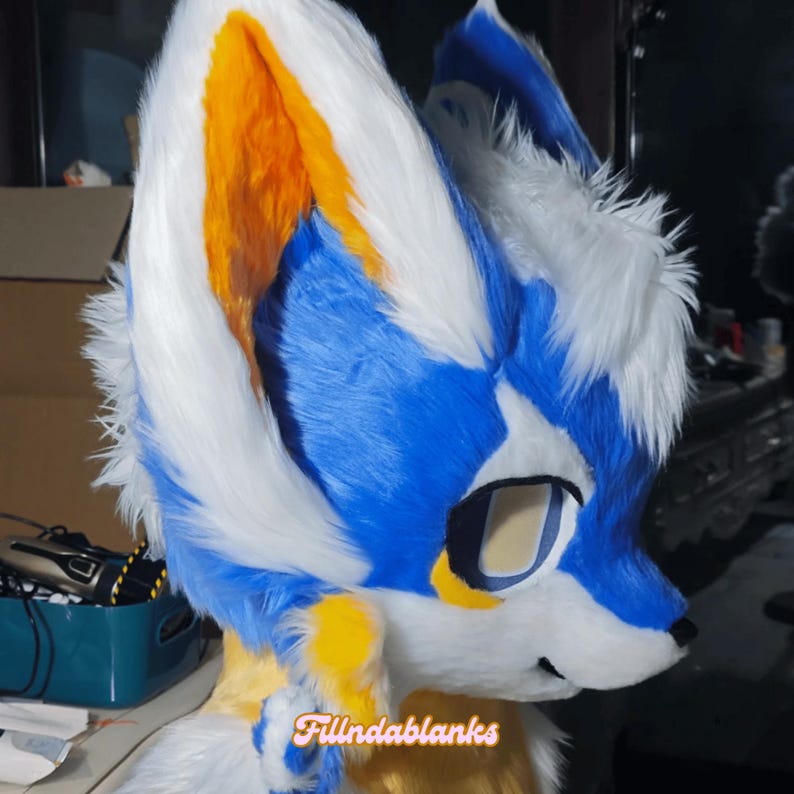 Unicorn Blue Fox Fursuit Head, Custom Fursuit Head, Kenomo Theme Party ...