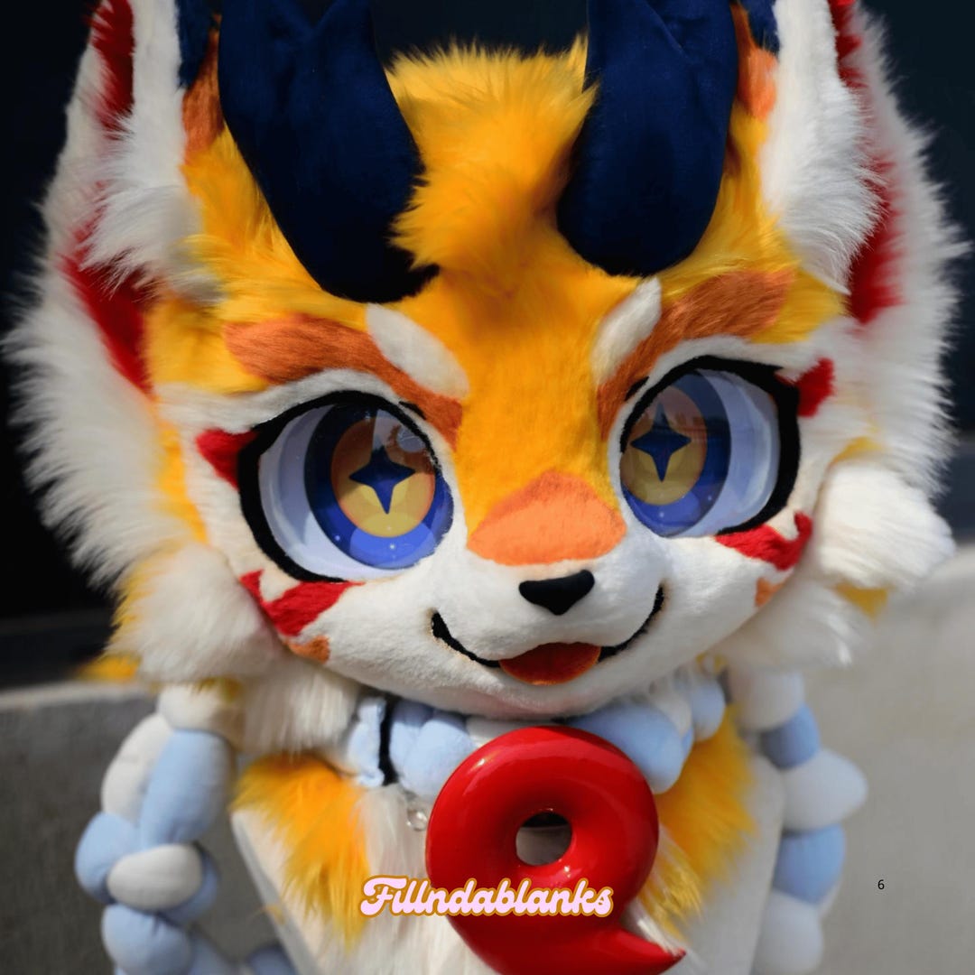 Sunshine Star Eyes Cat Dragon Fursuit Head, Custom Fursuit Head, Kenomo ...